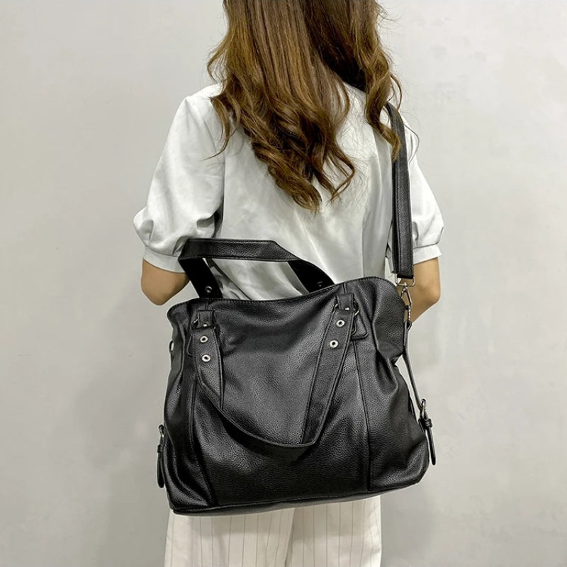 High-Capacity Women's Soft Leather Shoulder Tote Bag – Boots N Bags Heaven