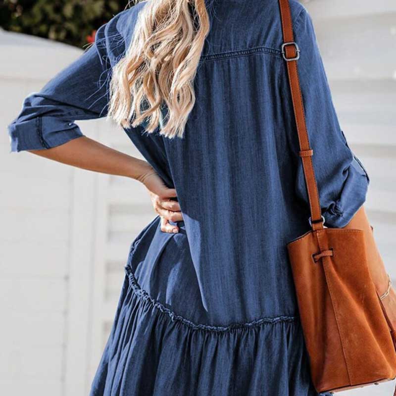 Loose and Oversized Long Sleeve Denim Dresses – Boots N Bags Heaven