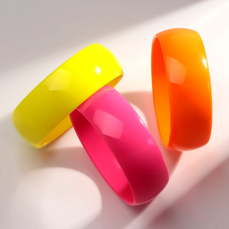 Neon Fluorescent Round Acrylic Chunky Stackable Bangle Bracelets ...