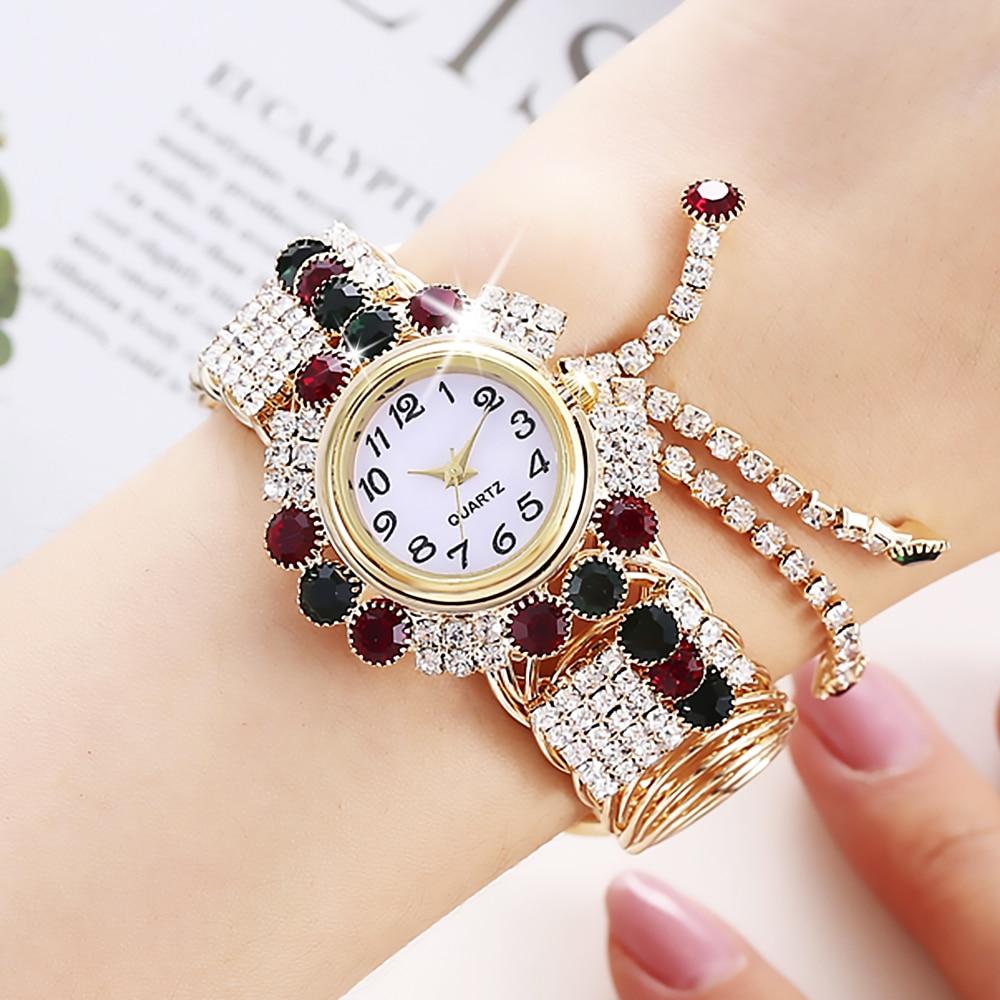Bejeweled Rhinestone Bracelet Watch – Boots N Bags Heaven