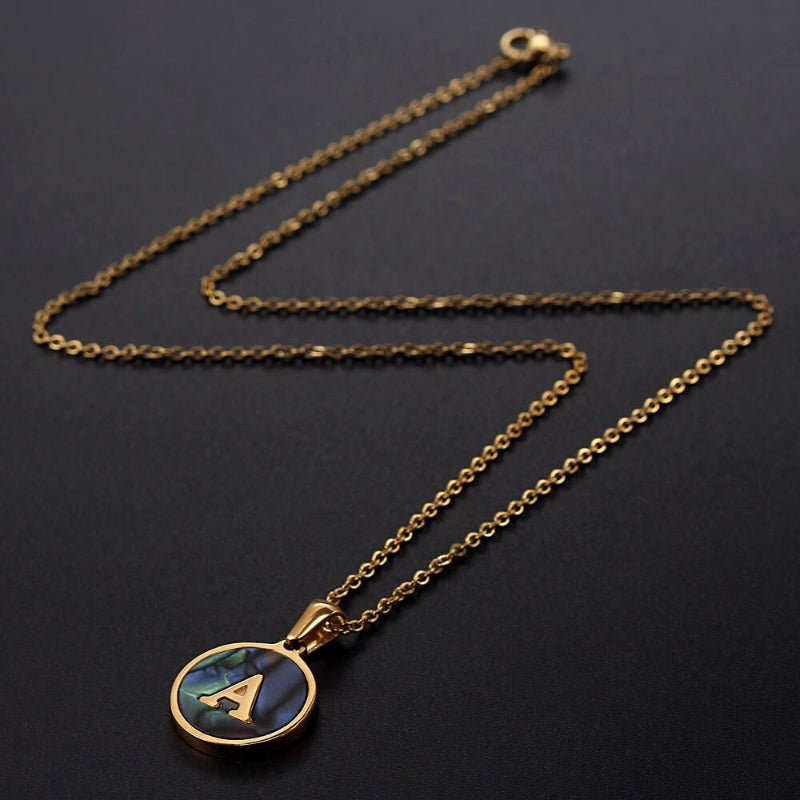 Personalized Round Shell Initial Letter Pendant Necklaces – Boots N ...