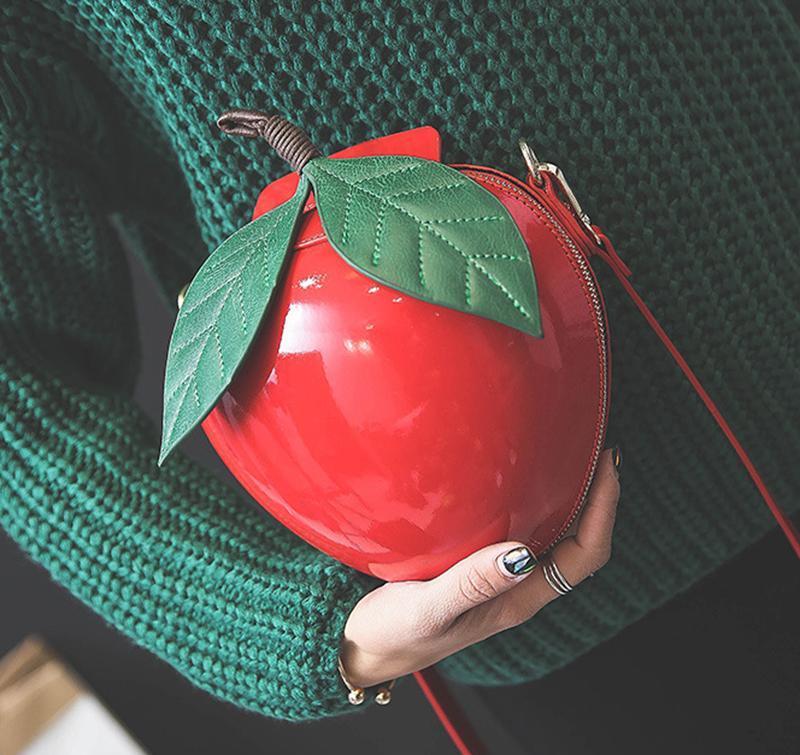 Red Apple Purse- Cute And Dainty Apple Shaped Purse – Boots N Bags Heaven