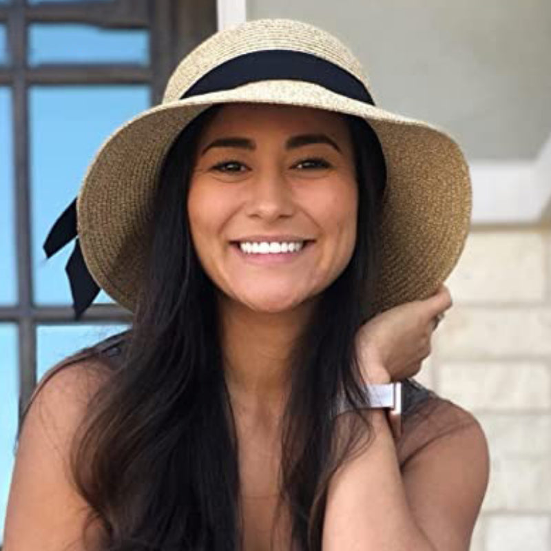 Chic Wide Brim Floppy Straw Sun Hat with Oversized Black Bow – Boots N ...