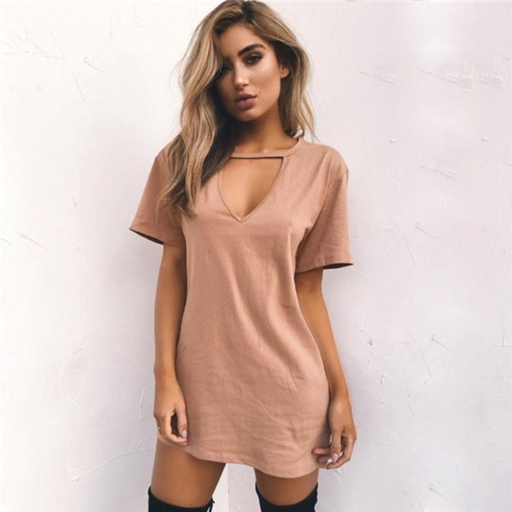 Sophie - V-Neck Tshirt Dress – Boots N Bags Heaven